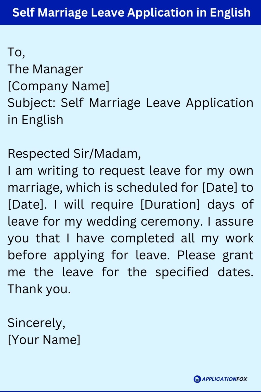 (9+ Samples) Leave Application for Own Marriage