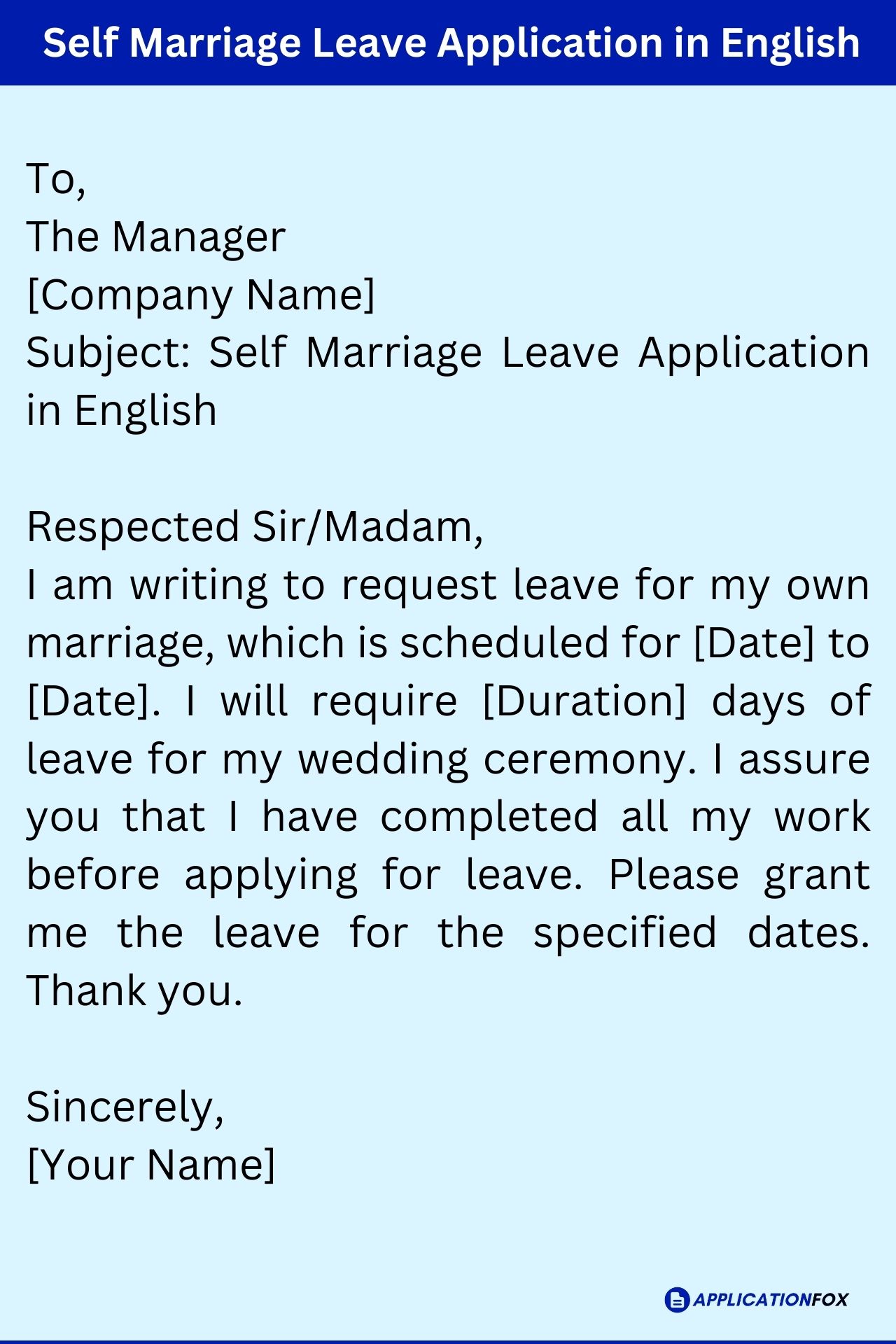 (9+ Samples) Leave Application for Own Marriage