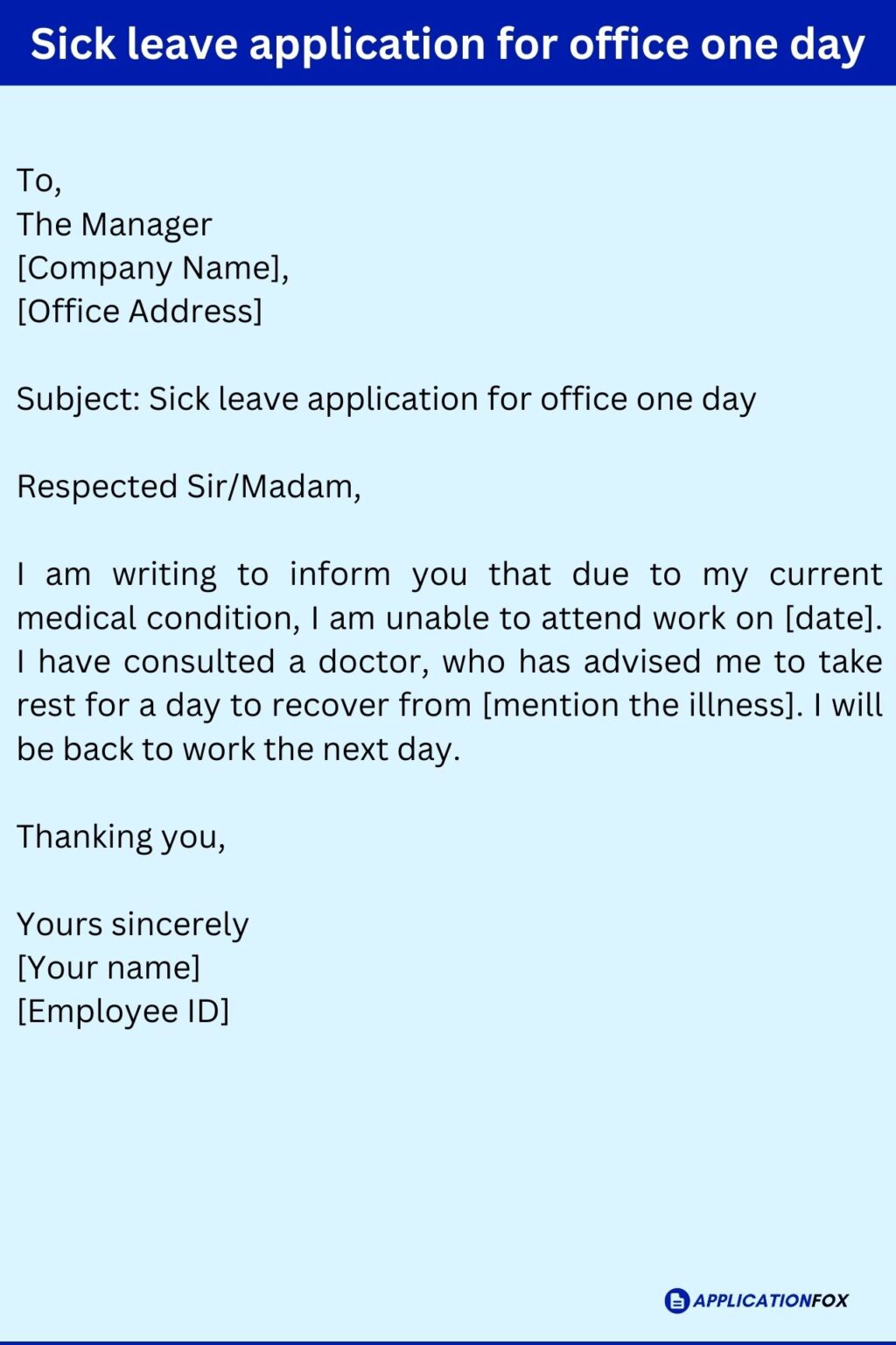 (7+ Samples) Sick Leave Application for Office