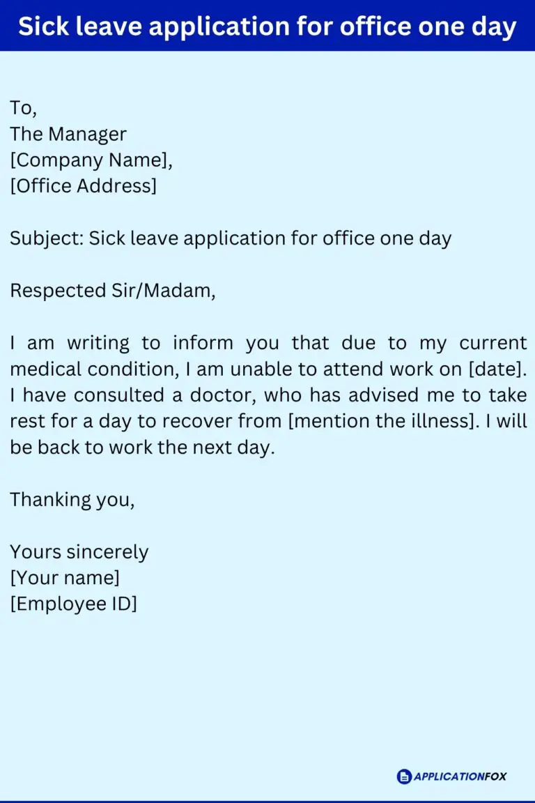 (7+ Samples) Sick Leave Application for Office