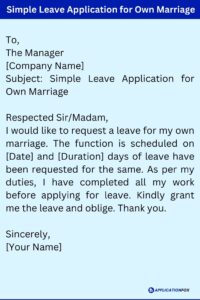 (9+ Samples) Leave Application for Own Marriage