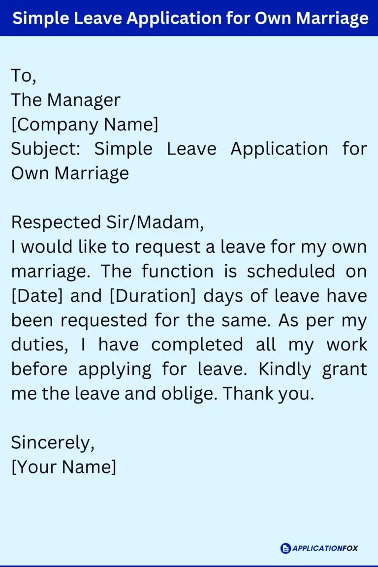 (9+ Samples) Leave Application for Own Marriage