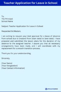 (5+ Samples) Application for Leave in School by Teacher