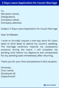 (9 Samples) Leave Application for 2 Days