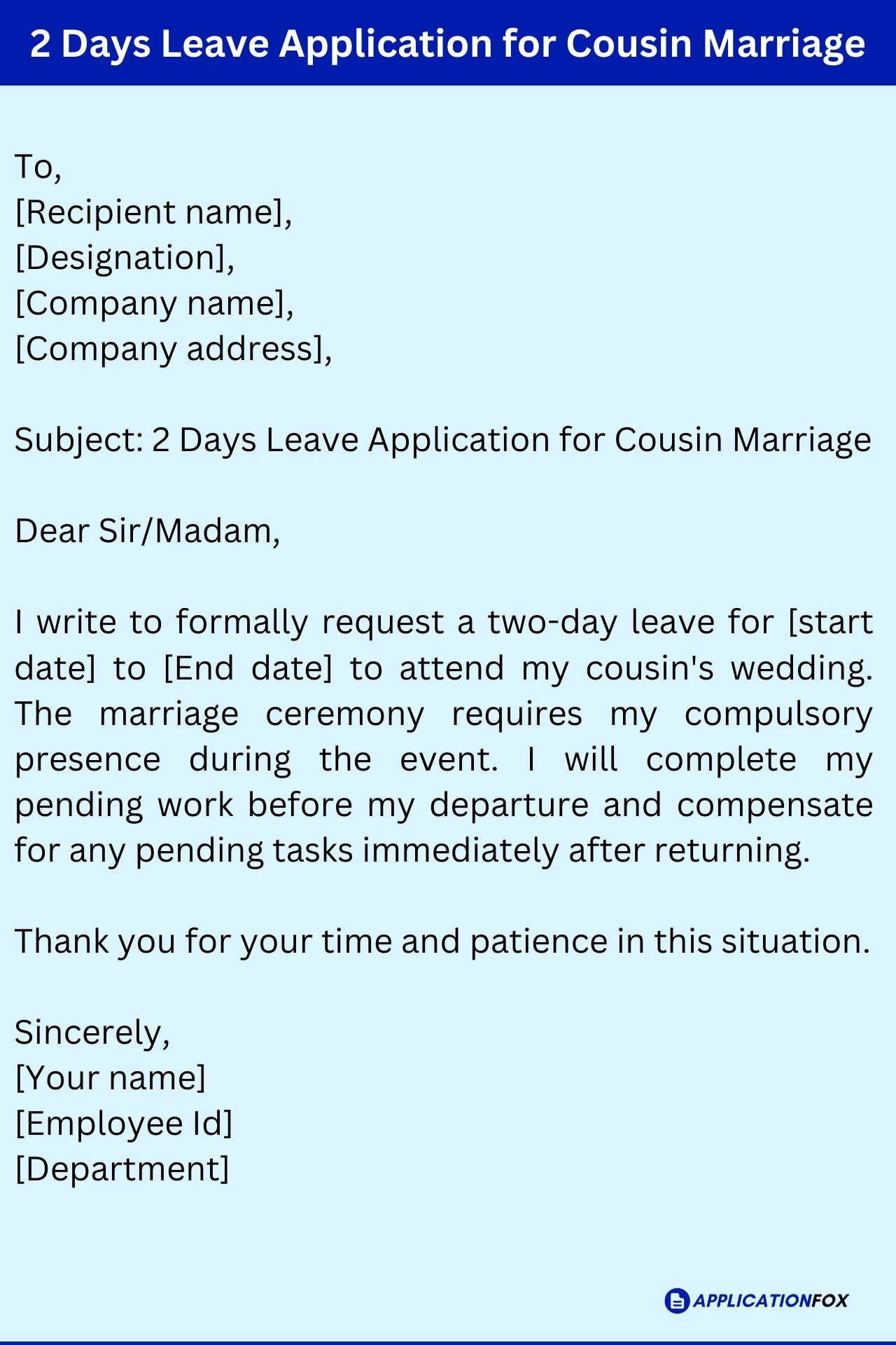 (9 Samples) Leave Application for 2 Days