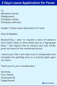 (9 Samples) Leave Application for 2 Days
