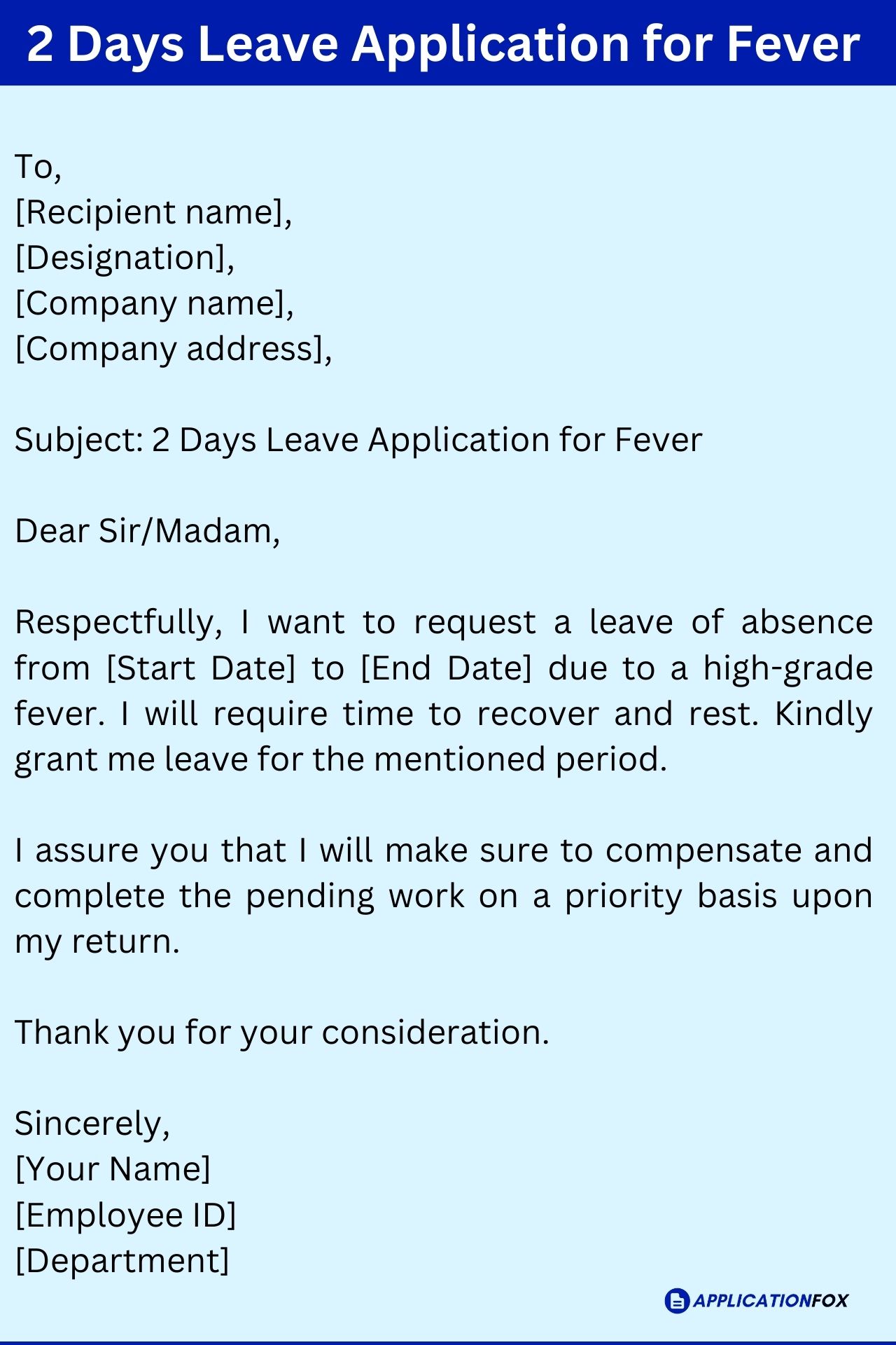 (9 Samples) Leave Application for 2 Days