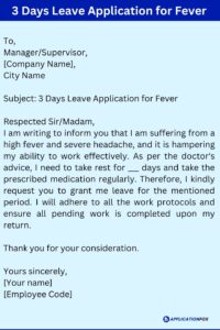 (9 Samples) Leave Application for Fever