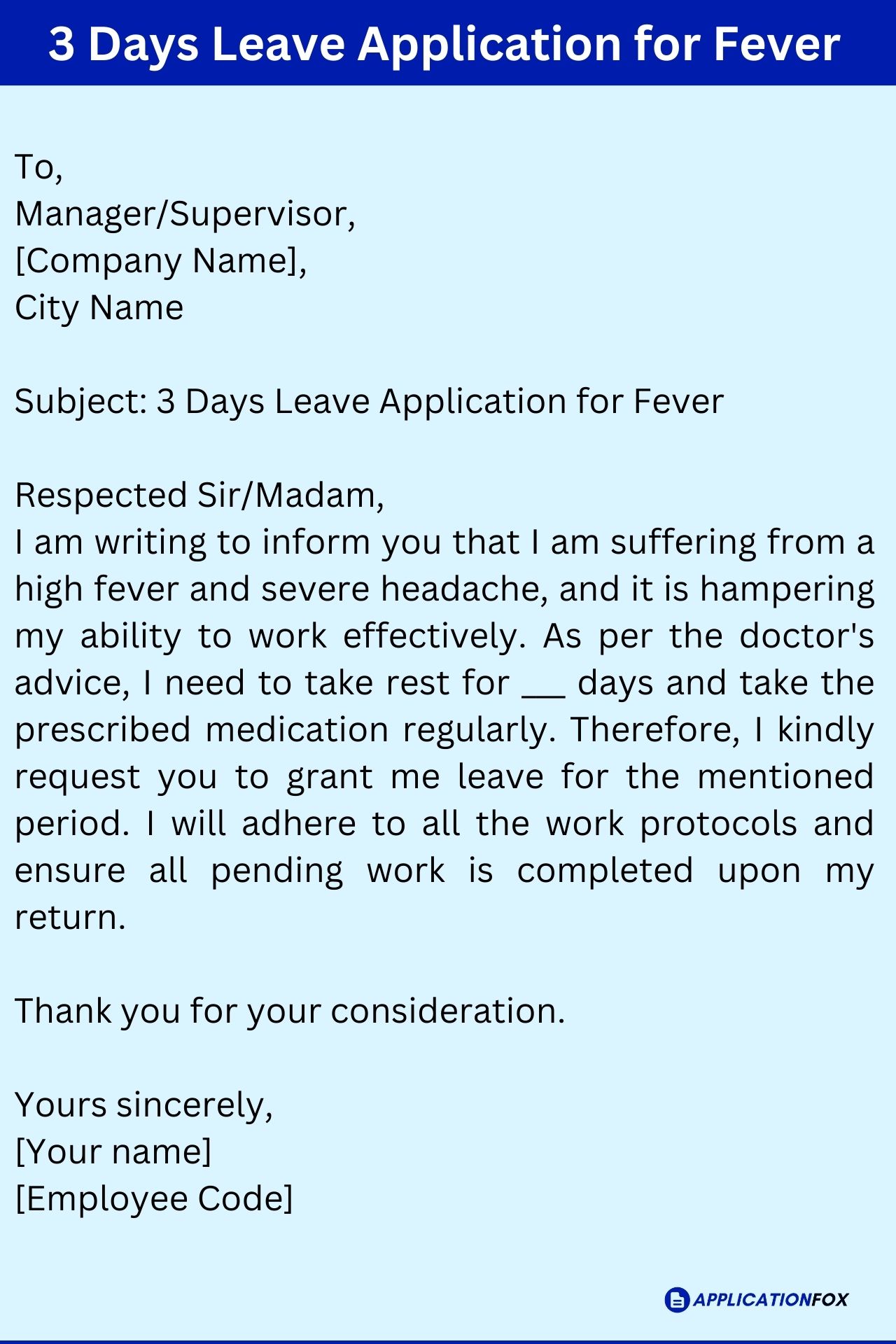 (9 Samples) Leave Application for Fever