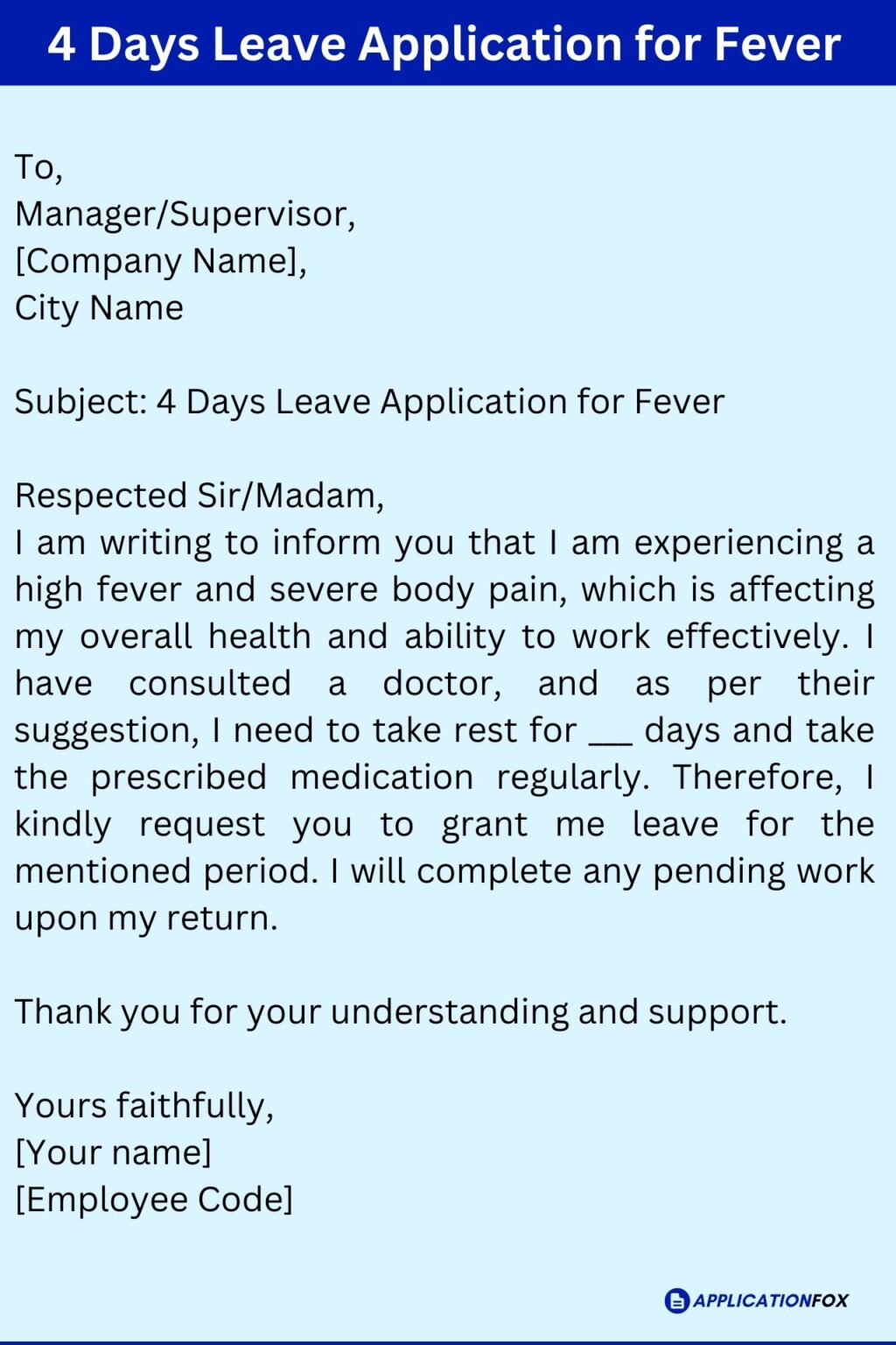 (9 Samples) Leave Application for Fever