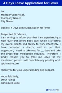(9 Samples) Leave Application for Fever