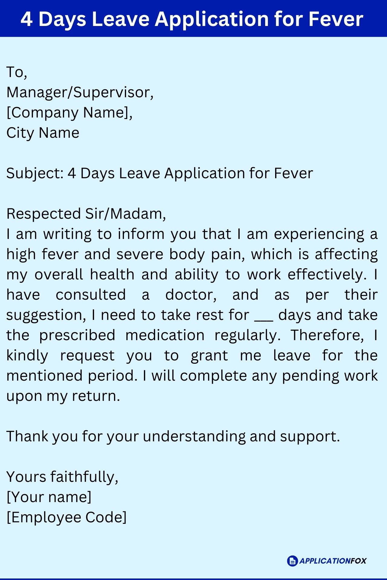 (9 Samples) Leave Application for Fever