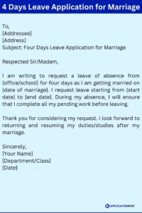 (9 Samples) Leave Application for Marriage