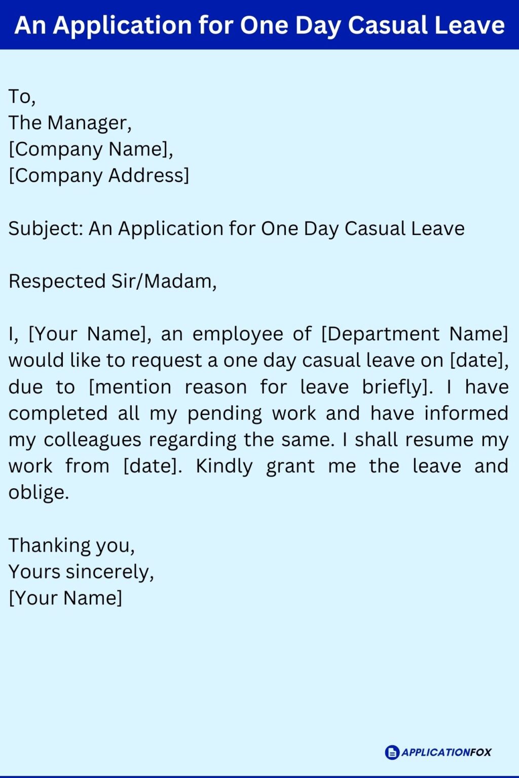(5+ Samples) One Day Casual Leave Application