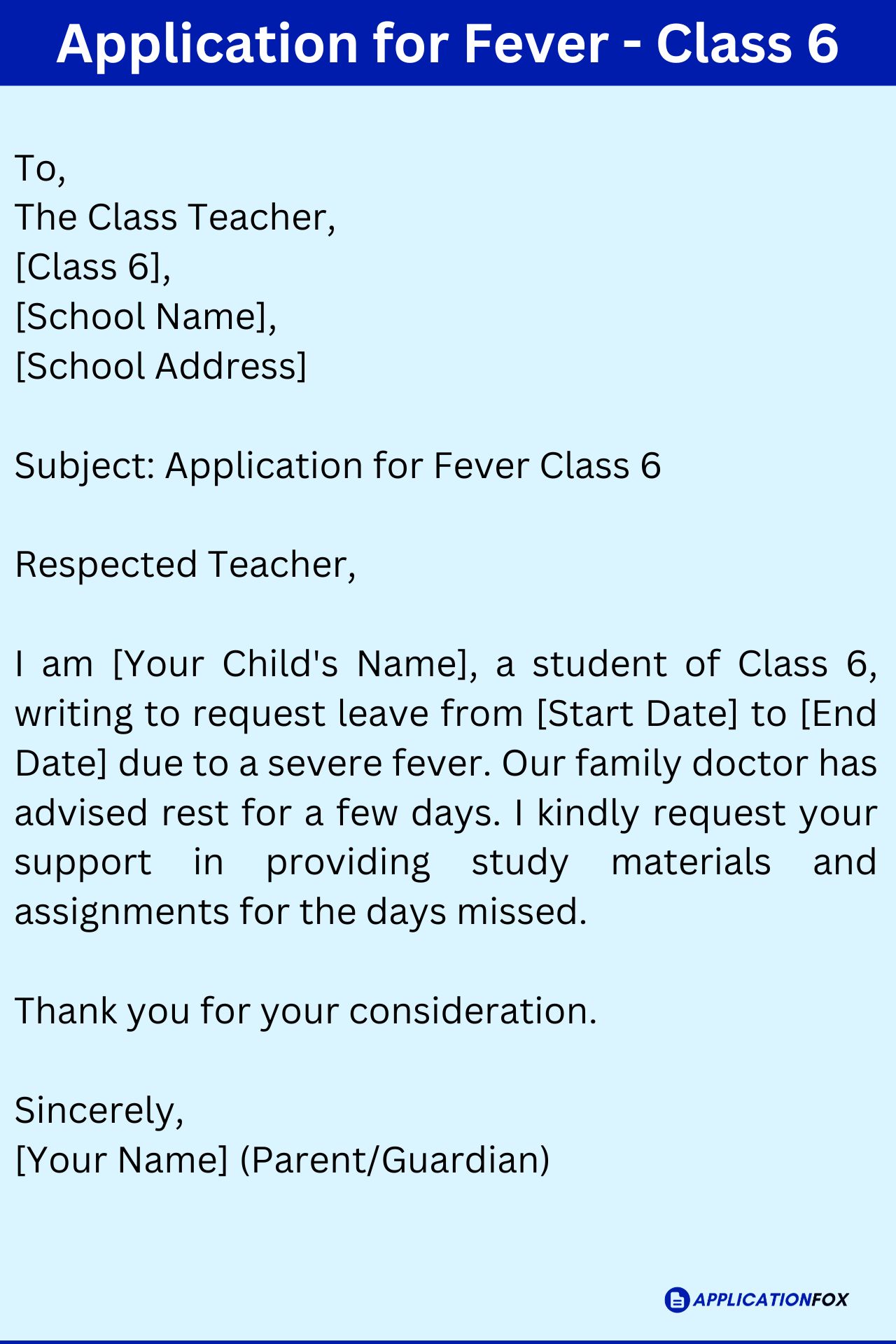 (9 Samples) Leave Application for Fever