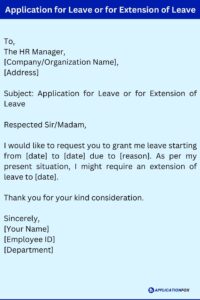 (5+ Samples) Extension of Leave Application