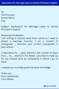 (13 Samples) Application for leave in School for Marriage