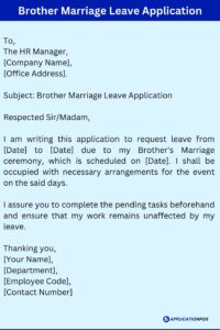 (9 Samples) Marriage Leave Application