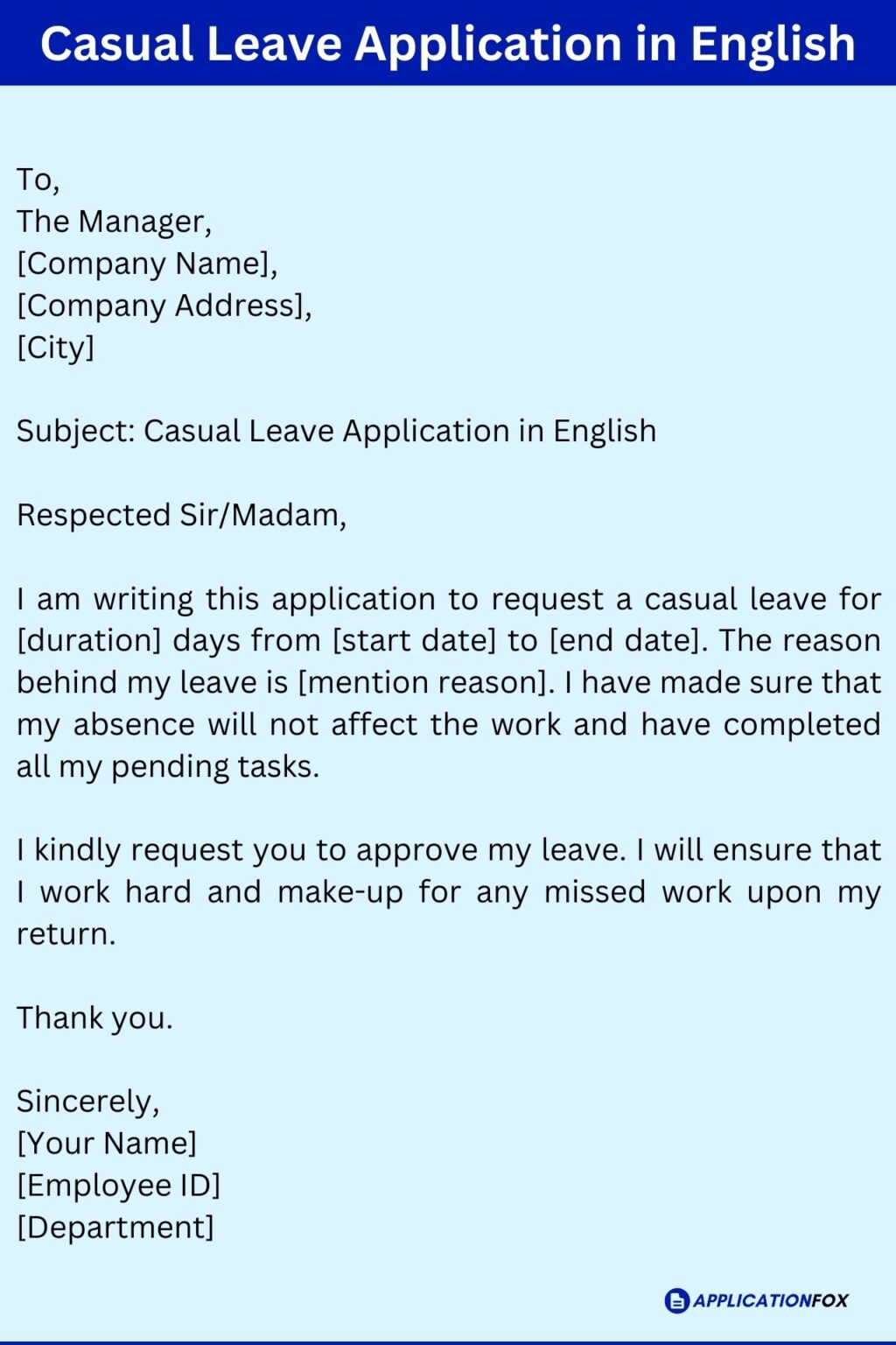 (13+ Samples) Casual Leave Application