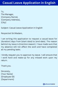 (13+ Samples) Casual Leave Application