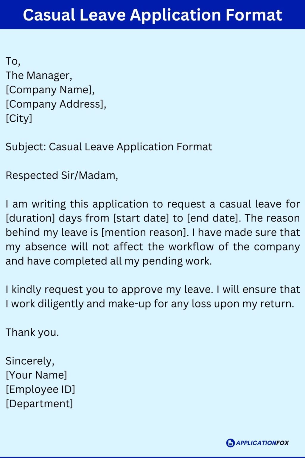 (13+ Samples) Casual Leave Application