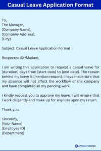 (13+ Samples) Casual Leave Application