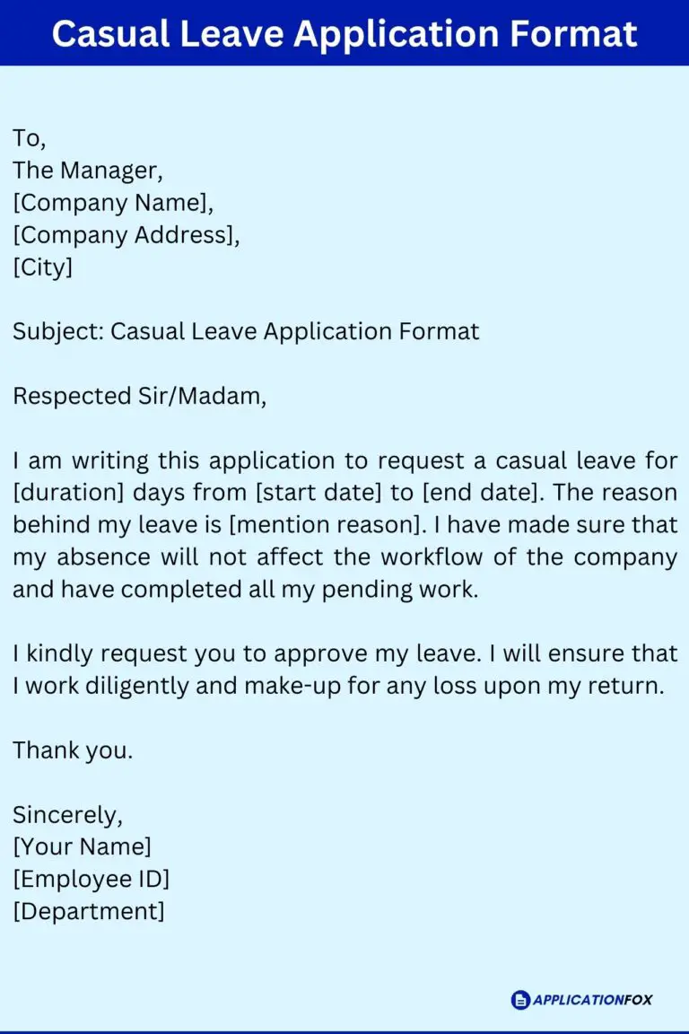 (13+ Samples) Casual Leave Application