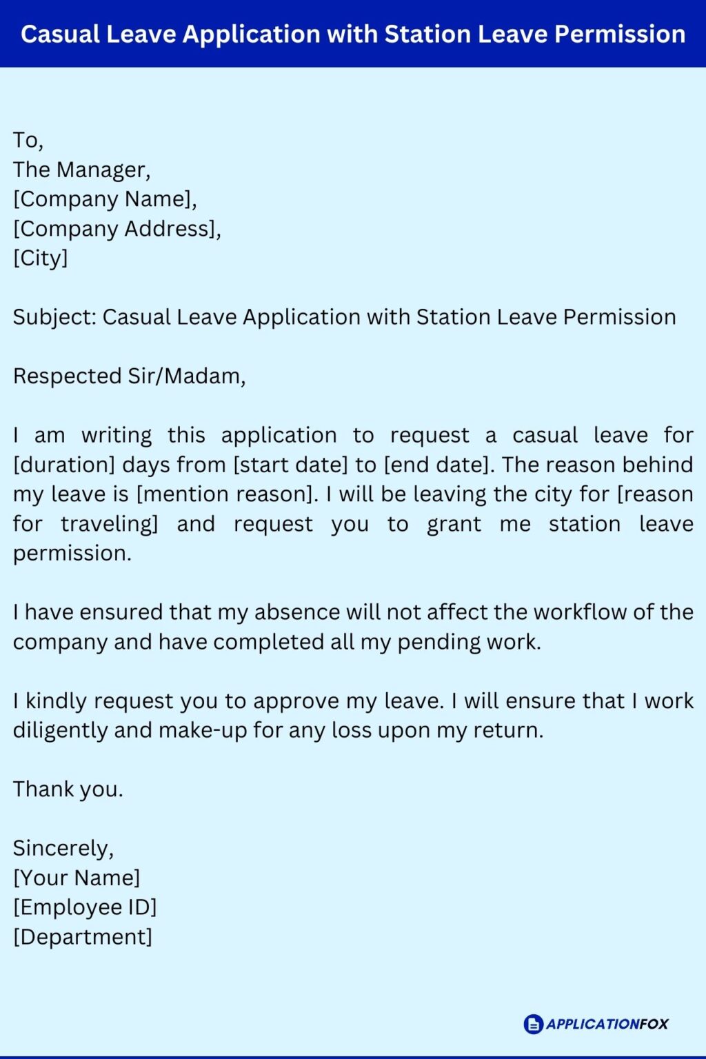 (13+ Samples) Casual Leave Application