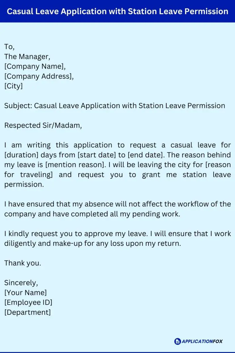 (13+ Samples) Casual Leave Application
