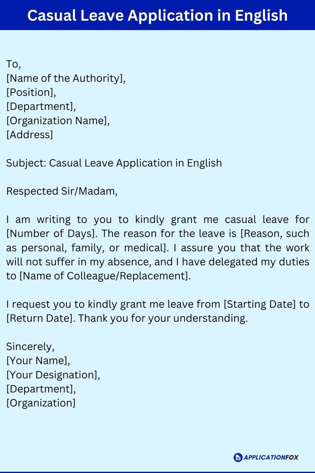 (13+ Samples) Leave Application in English