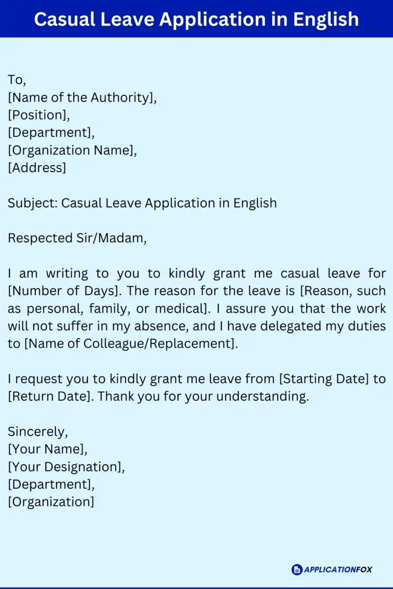 (13+ Samples) Leave Application in English