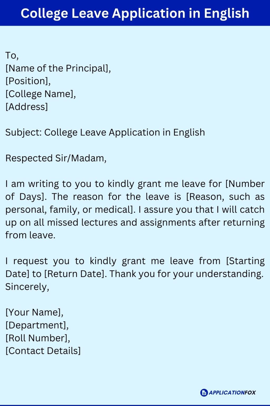 (13+ Samples) Leave Application in English