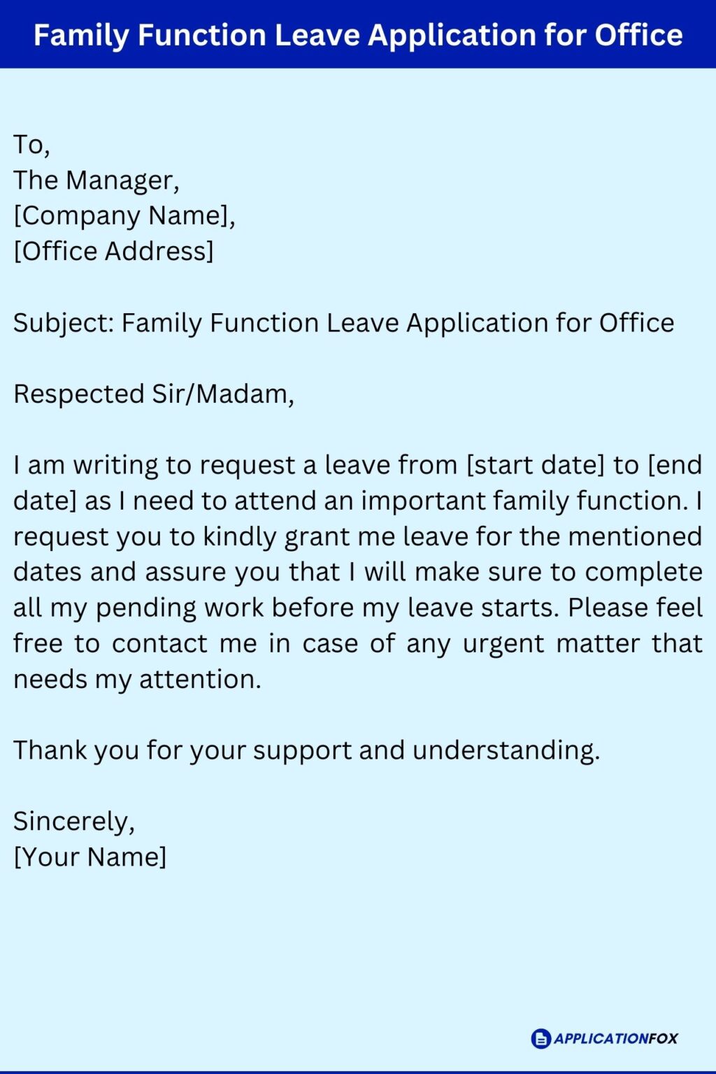 (13 Samples) Leave Application for Office - ApplicationFox