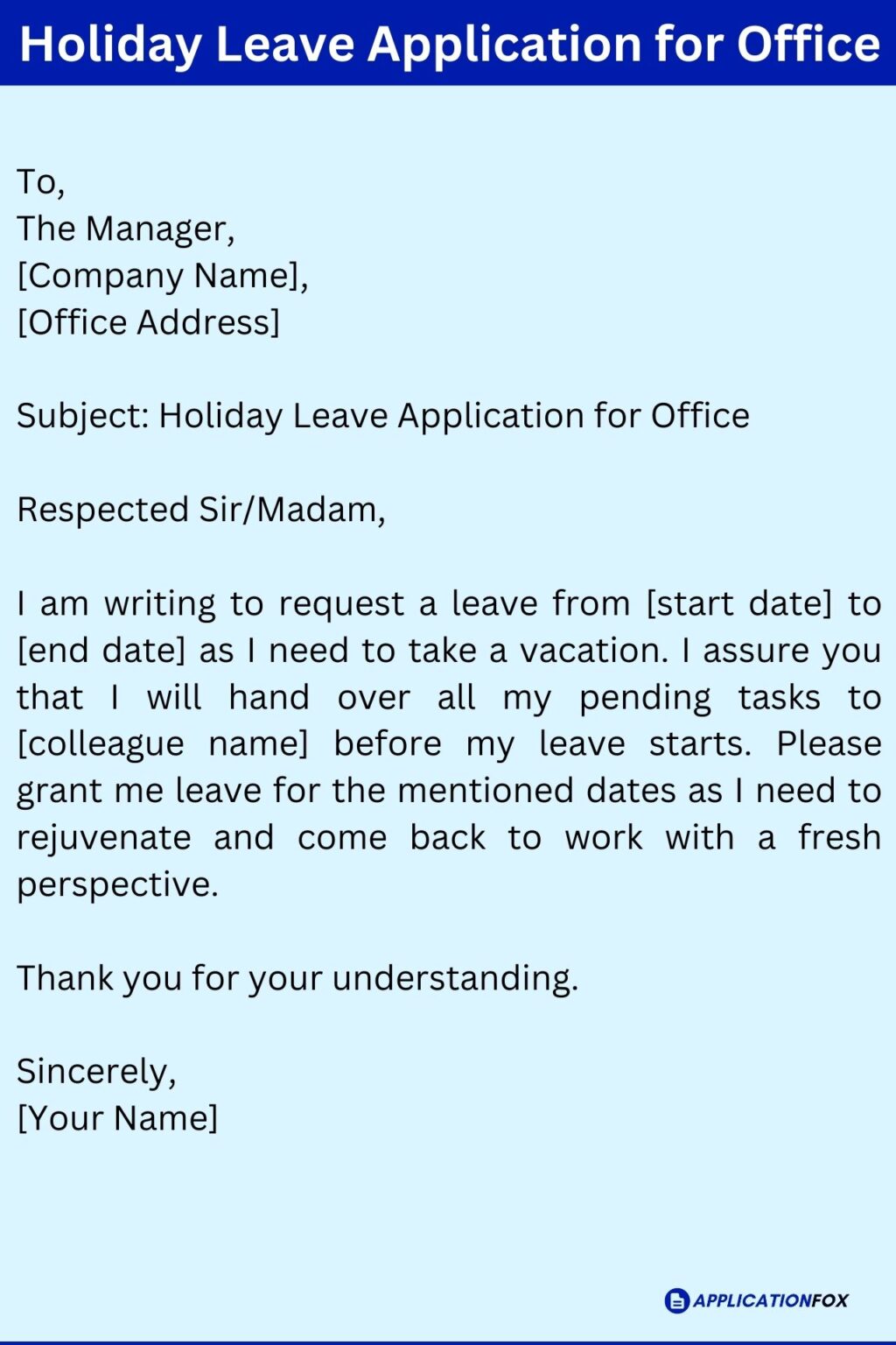 (13 Samples) Leave Application for Office - ApplicationFox