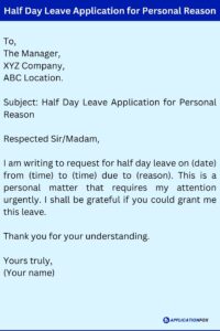 (11+ Samples) Half Day Leave Application