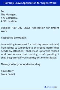 (11+ Samples) Half Day Leave Application