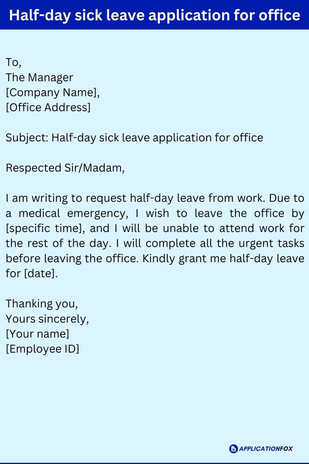 (7+ Samples) Sick Leave Application for Office