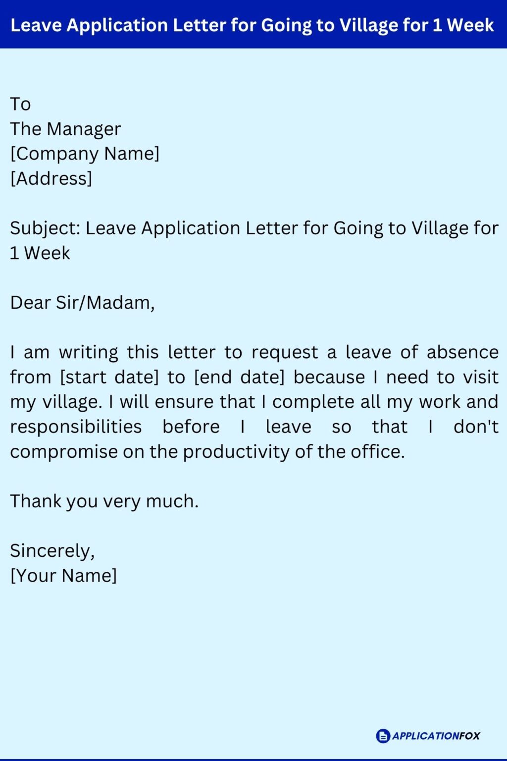 (9 Samples) Leave Application Letter