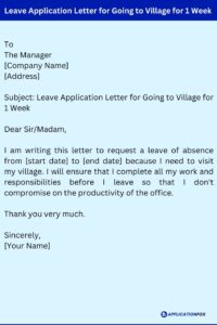 (9 Samples) Leave Application Letter