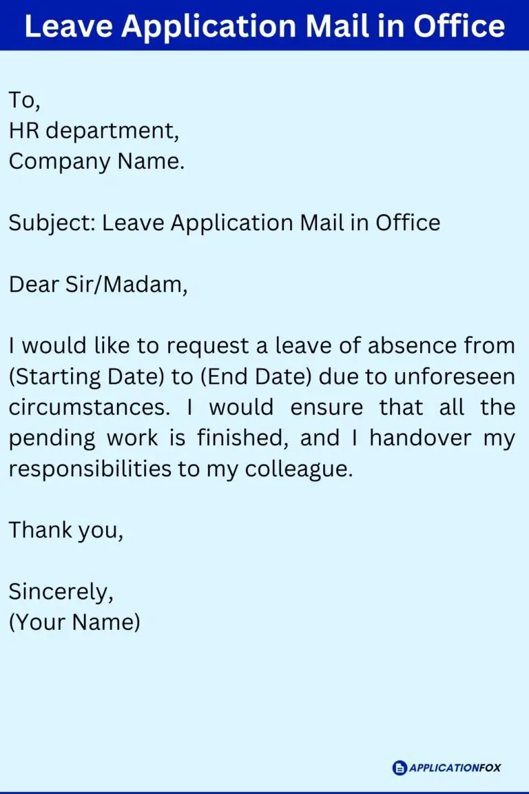 (7+ Samples) Leave Application Mail