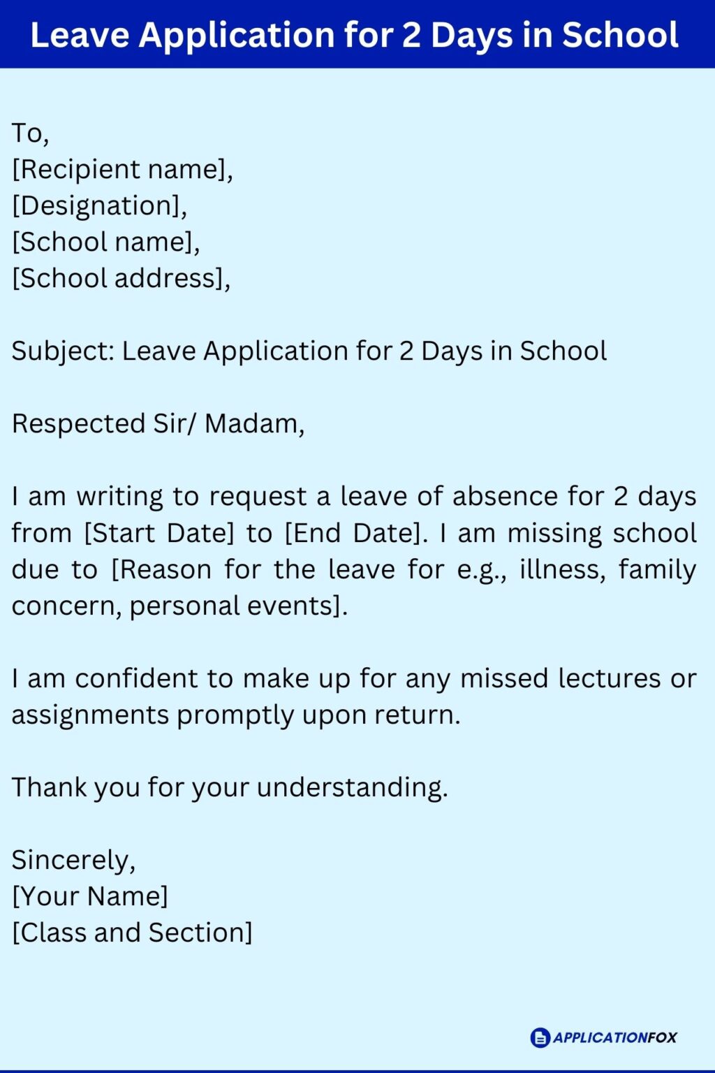 (9 Samples) Leave Application for 2 Days