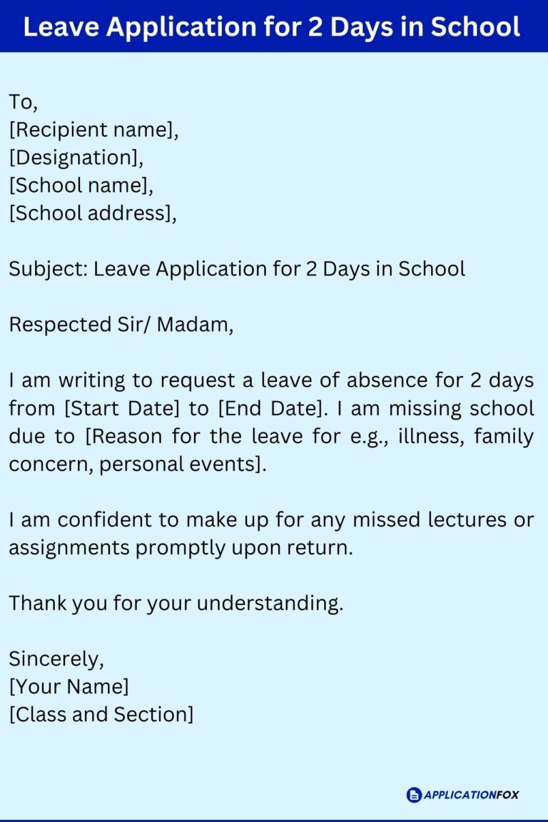 (9 Samples) Leave Application for 2 Days