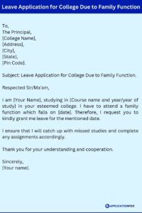 (9 Samples) Leave Application for College