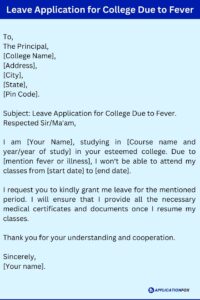 (9 Samples) Leave Application for College