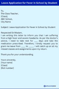 (9 Samples) Leave Application for Fever