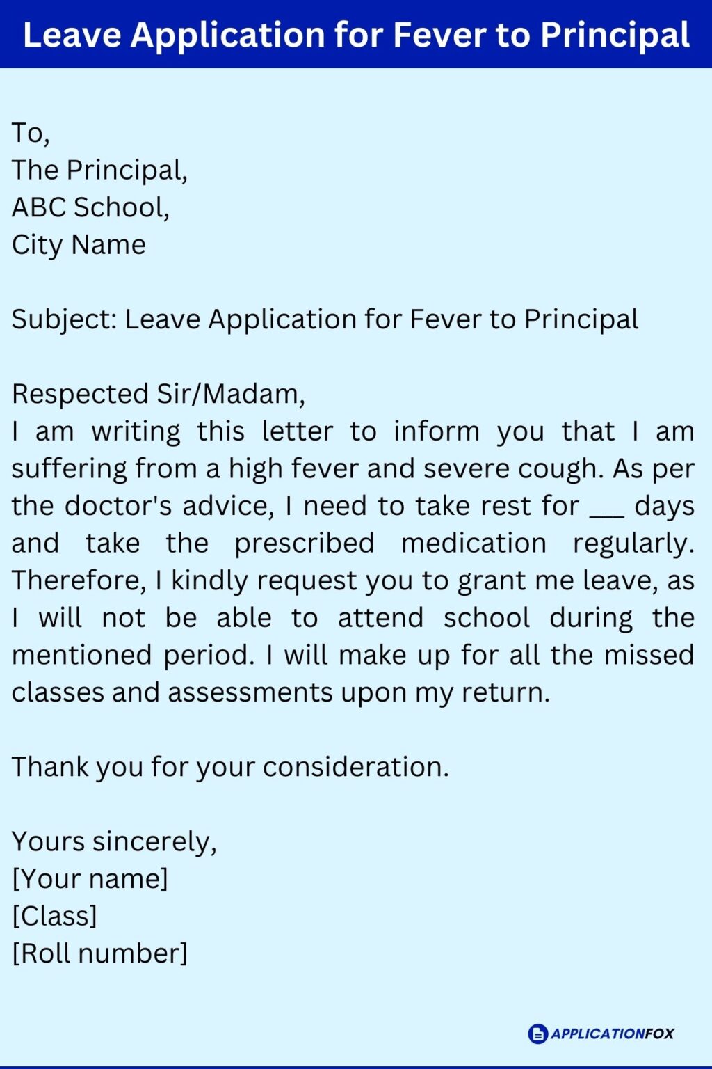 (9 Samples) Leave Application for Fever