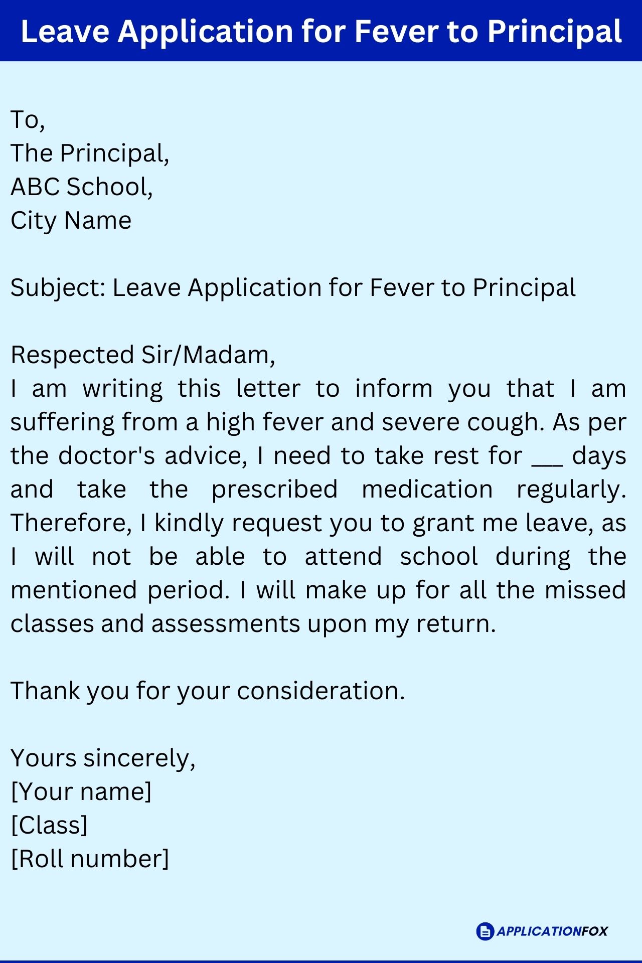 (9 Samples) Leave Application for Fever