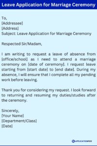 (9 Samples) Leave Application for Marriage