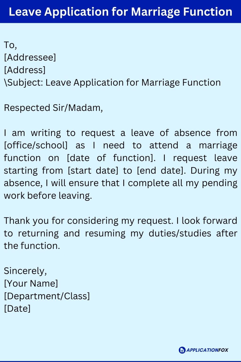 (9 Samples) Leave Application for Marriage