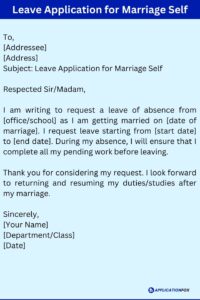 (9 Samples) Leave Application for Marriage